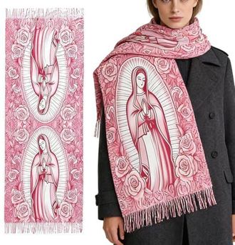 Generic &Eacute;charpe Vierge Marie | D&eacute;coration catholique chaude et douce - &Eacute;charpe catholique de la Vierge Marie | Pour pri&egrave;re quotidienne, voyage, restaurant, ja