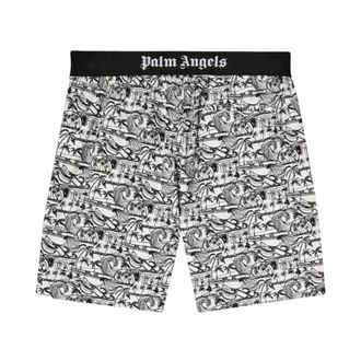 Palm Angels Shorts mit Grafischem Druck Schwarz Wei&szlig; - - Shorts - Herren - Schwarzk - XL