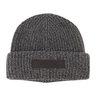 Moncler Homme, Accessoires, Gris, Taille: ONE Size Bonnet en Laine et Cachemire Gris