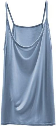 Generic D&eacute;bardeur pour femme en satin de soie - Coupe ample - Coton modal - Sans manches - Confortable - Tunique d&eacute;t&eacute; - Tunique de sortie - Chemises de nuit, 