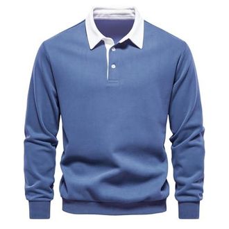 Generic 2026 Top Homme Col Revers Sweat-Shirt &agrave; Manches Longues Polo de Golf Haut Grande Taille Casual avec Boutons Chemise Polyvalent Confortable Basique Blo