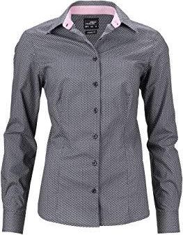 James & Nicholson Femme Chemise Tendance avec Design All Over (XL, Titane/Blanc)