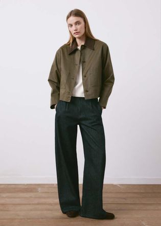 Mango Baumwoll-Parka mit Kontrastkragen khaki - Damen - S - MANGO