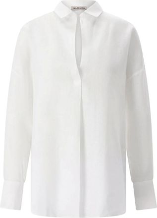 Bloomings Femme, Blouses et Chemises, Blanc, Taille: 38 FR Chemisier en Lin
