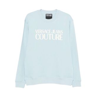 Versace Jeans Couture Homme, Sweatshirts et sweats &agrave; capuche, Bleu, Taille: XL Logo Crew Neck SweaT-shirt