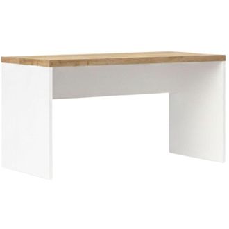 Altobuy Bureau 160cm blanc laqu&eacute; brillant plateau aspect bois finition Cadiz - GENIUS