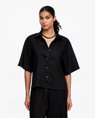 Arket Lockeres Leinenhemd -Schwarz