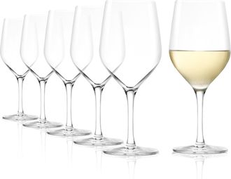 Stölzle Weißweingläser Ultra 6er-Set 305 ml - Weingläser ideal für leichte Weißweine & Rotweine - Edler Weißweinkelch mit kurzem Stiel - Spülmaschinengeeignet