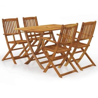 vidaXL Vidaxl - Mobilier &agrave; d&icirc;ner dext&eacute;rieur pliable 5 pcs Bois dacacia solide