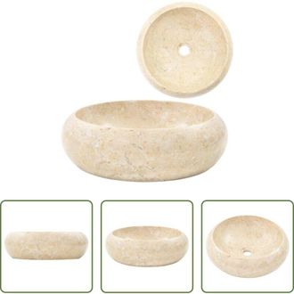 vidaXL Marmor Waschbecken Creme - Waschbecken 40x12 cm Marmor Creme