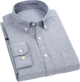 Generic Chemise Oxford &agrave; manches longues pour homme, coupe ajust&eacute;e, unie, chemise de bureau douce boutonn&eacute;e, 18-210, 4XL