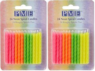 PME CA035 Neonfarbene Spiralkerzen, Sortiment, 24 St&uuml;ck, Kunststoff, Multicolored, 0.5 x 0.5 x 5.9 cm (Packung mit 2)