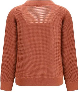 Brunello Cucinelli Open-Net Cashmere Sweater - Orange