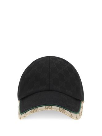 Gucci A001I24HBK3 GG Cotton Fabric Baseball Cap - Black
