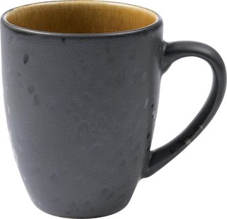 Bitz Kaffeetasse/Kaffeebecher, Tasse aus robustem Steinzeug, 30 cl, schwarz außen/bernsteinfarben innen