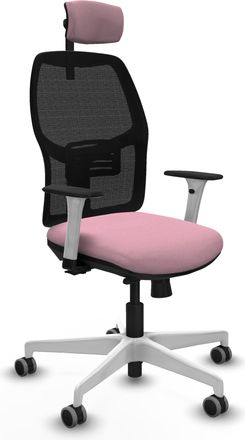 Piqueras y Crespo Computerstuhl Rosa Alfera mit wei&szlig;en und schwarzen Armlehnen, h&ouml;henverstellbare Lendenwirbelst&uuml;tze und h&ouml;henverstellbares Kopfteil, Schwarz / Rosa