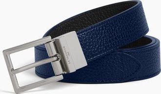 Le Tanneur Wendbarer Herreng&uuml;rtel mit rechteckiger Schnalle aus genarbtem Leder