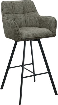 CARRYHOME Barhocker, Gr&uuml;n, Schwarz, Metall, Textil, eckig, Flachrohr, 55x108x58.5 cm, Sitzfl&auml;che 180&deg; drehbar, automatische R&uuml;ckholfunktion, Esszimmer, Barm&ouml;bel