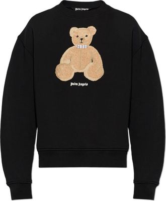 Palm Angels Homme, Sweatshirts et sweats &agrave; capuche, Noir, Taille: XL SweaT-shirt avec un motif dours en peluche signature