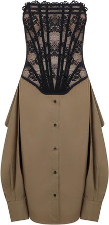 Giuseppe Di Morabito Femme, Robes, Beige, Taille: 38 FR Mini-robe en coton avec dentelle