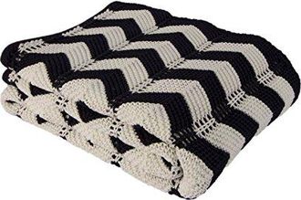 Homemania Plaid und Decken by Homemania tp15001 B Plaid, 100% Baumwolle, Marineblau/Ecru, A Queensize, 170 x 130 x 0.1 cm