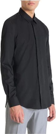 Antony Morato Homme, Chemises, Noir, Taille: 2XL Long Sleeve Poplin Shirt