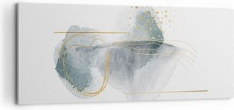 Arttor Wandbilder Dekoration Wohnzimmer Aquarell Flecken Gold Panorama Bilder auf Leinwand 120x50cm Leinwandbild Schlafzimmer Küche Wand Kunstdruck Art Groß 