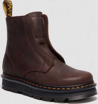 Dr. Martens Zebzag Laceless Slip On Leder Stiefel in Braun, Größe: 36