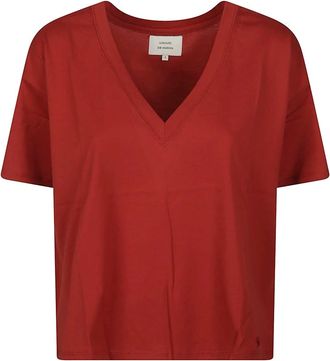 Loulou Studio Femme, Tops, Rouge, Taille: 42 FR Faaa LDS V Neck T-shirt
