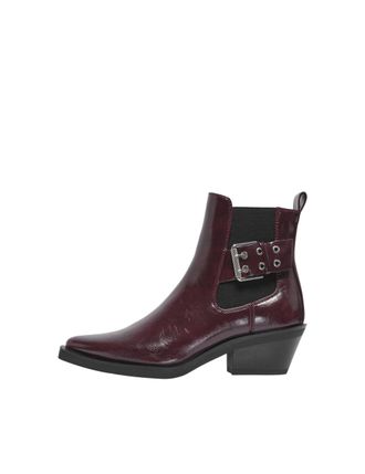 Only Damen Onlamie-1 Buckle Boot, Burgundy, 38 EU