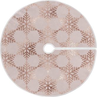 Mnsruu Weihnachtsbaumdecke in Ros&eacute;gold, Weihnachtsschneeflocke, Weihnachtsbaumschmuck, Weihnachtsbaummatte f&uuml;r Dekorationen, Feiertagsfeier, 120 cm