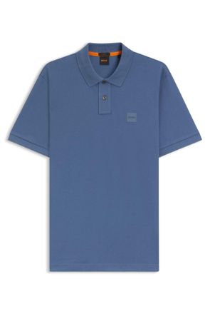 BOSS Herren Passenger Slim-Fit Poloshirt aus Stretch-Baumwolle mit Logo-Aufnäher Blau XXXL