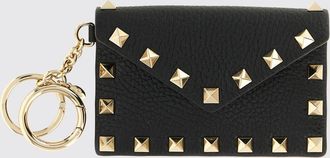 Valentino Garavani Porte-cl&eacute;s Rockstud en cuir de veau grain&eacute; avec rabat