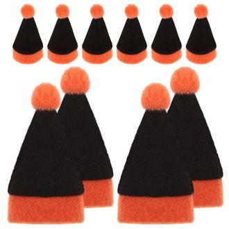 Angoily 10 Kleiner Weihnachtsm&uuml;tzen aus Stoff Kleine Weihnachtsmannm&uuml;tzen als Lutscher Dekoration Kleiner Weihnachtsschmuck f&uuml;r Tisch und Baumdeko Festliche W