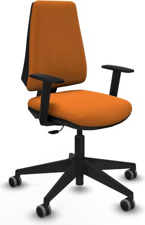 Piqueras y Crespo Elche verstellbarer Schreibtischstuhl mit 1D-Armlehnen, ausgestattet mit Permanentkontakt und Schneideschaum, 65 mm Rollen, Parkett, Orange