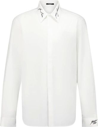 Balmain Homme, Chemises, Blanc, Taille: XL Chemise Popeline &agrave; Col Brod&eacute;