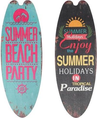 Pretyzoom 2 Pi&egrave;ces D&eacute;cor De F&ecirc;te &agrave; Th&egrave;me D&eacute;t&eacute; Suspension De Planche De Surf D&eacute;t&eacute; Tenture Murale De F&ecirc;te Sur La Plage Signe De Mur De De Plage L&eacute;t&eacute; Bord De Mer E
