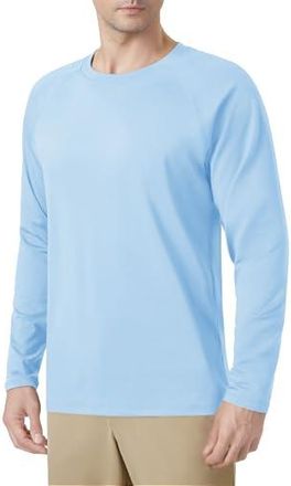 KEFITEVD T-shirt &agrave; manches longues pour homme avec int&eacute;rieur en polaire - T-shirt thermique &agrave; manches longues - Pour lhiver et lautomne, bleu clair, XL