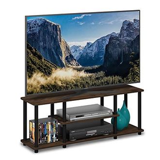 Furinno Entertainment/TV-Regal mit unterschiedlichen Ablagefl&auml;chen, Columbia Walnut/Schwarz, 29.72 x 111.25 x 41.15 cm