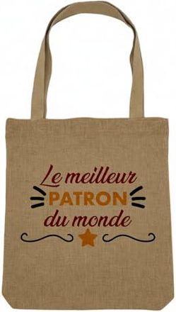 Fabulous Sac Shopping Tote Bag Aspect Lin - Le Meilleur Patron du Monde Boss Entreprise CEO - Sac de Courses Toile Epaisse 360g Beige Naturel Cabas Port&eacute; Epaul