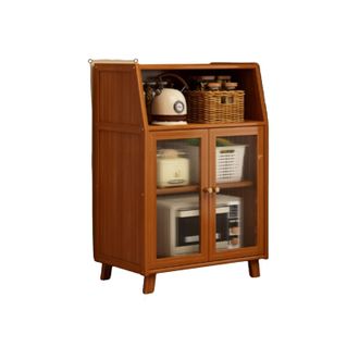 Generic Sideboard mit gro&szlig;em Fassungsverm&ouml;gen, Verstellbarer Massivholz-Aufbewahrungsschrank, ausgestattet mit verl&auml;ngerten Beinen und transparenten Schrankt&uuml;