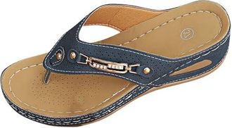 Generic Pantoufles d&eacute;t&eacute; tendance pour femme - Couleur unie - Avec clip - D&eacute;contract&eacute;es - Confortables - L&eacute;g&egrave;res et antid&eacute;rapantes, bleu marine, 37.5 EU