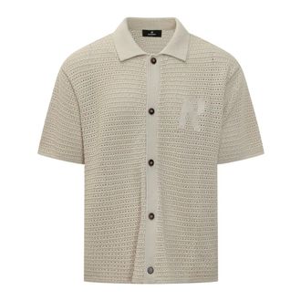Represent Represent, Homme, Chemises, Beige, Taille: XL Chemise &agrave; Manches Courtes en Maille Perfor&eacute;e