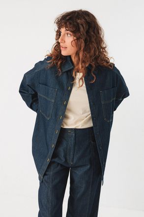 SKFK Damen vegan Denim Shirt Bakene Blau