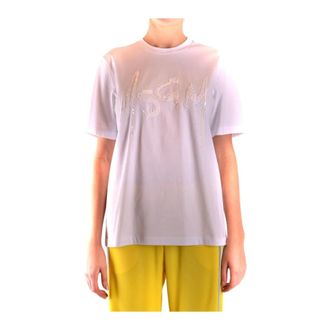 Msgm Msgm - T-shirt en coton orn&eacute; de sequins - Femme - Tops - Blanc - Taille: 40 FR
