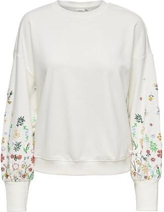 Only Only Sweat-Shirt pour Femme, Coupe Normale, col Rond, Poignets c&ocirc;tel&eacute;s, &eacute;paules Profondes, Cloud Dancer 1, M