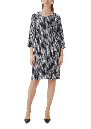 Comma Gemustertes Cr&ecirc;pekleid mit 3/4-Arm