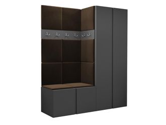 Mirjan24 Garderoben-Set Monati III, 2X Schuhschrank + Kleiderhakenbrett + Kleiderschrank Gepolstertes Paneel/Wandpaneel Kleiderhaken Flurgarderobe Wandgarderob