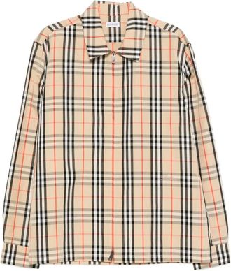 Burberry Homme, Chemises, Multicolore, Taille: L Veste &agrave; carreaux zipp&eacute;e