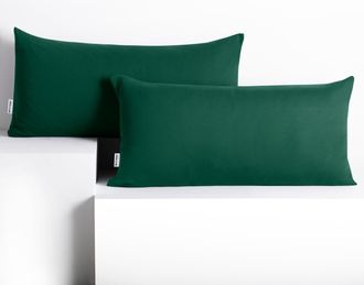 Decoking 2 Kissenbezüge 40x80 cm Jersey 100% gekämmte Baumwolle Reißverschluss flaschengrün Amber